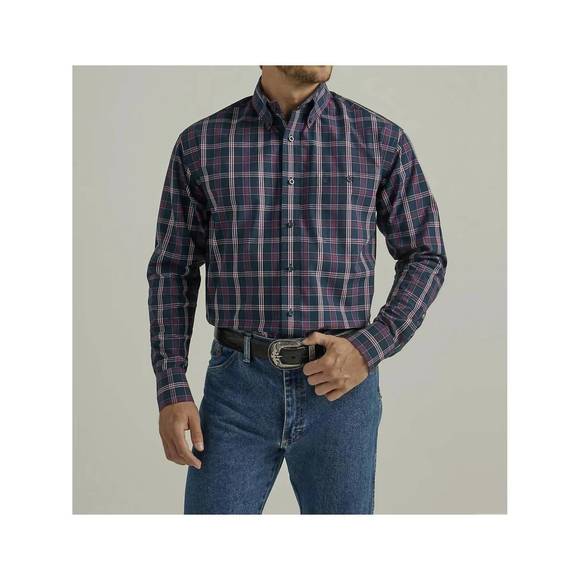 Wrangler | Shirts | New Wrangler George Strait Navy Plaid Shirt In Navy ...